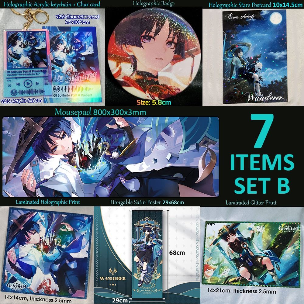 [READYSTOCKS] Genshin Impact Wanderer Merch Set Genshin Wanderer Gift Set Scaramouche Art Print ...