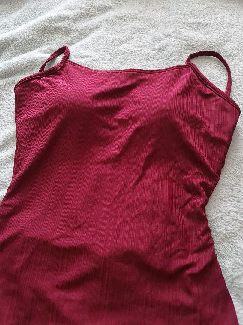 Red Maroon One Piece Swimsuit On Carousell