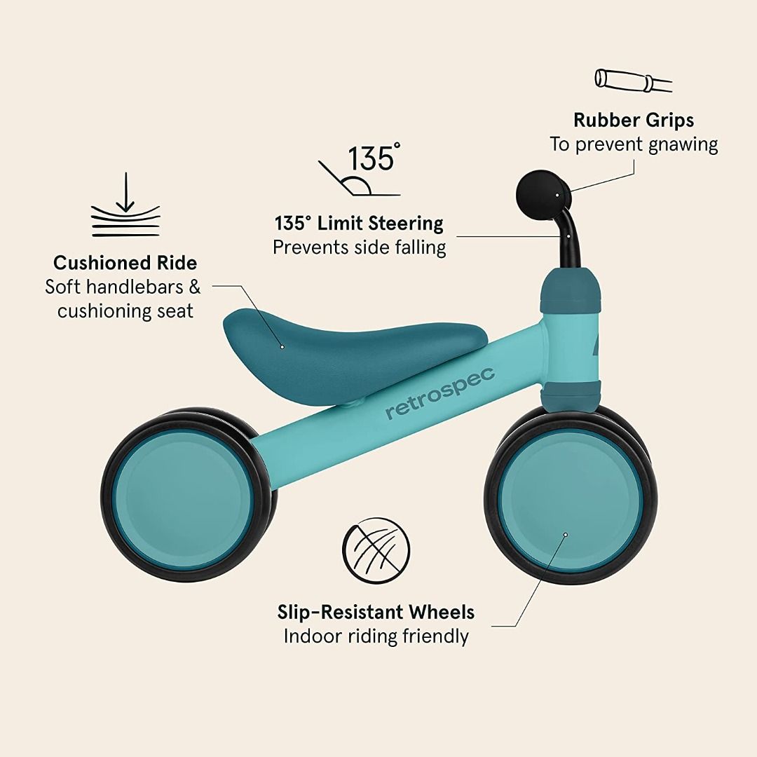 Retrospec Cricket Baby Walker Balance Bike with 4 Wheels for Ages 12-24 ...