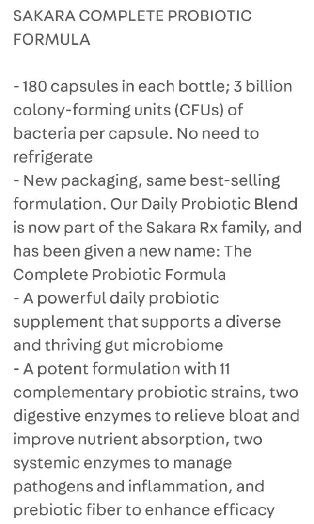 SAKURA Complete Probiotic Formula, Health & Nutrition, Health ...