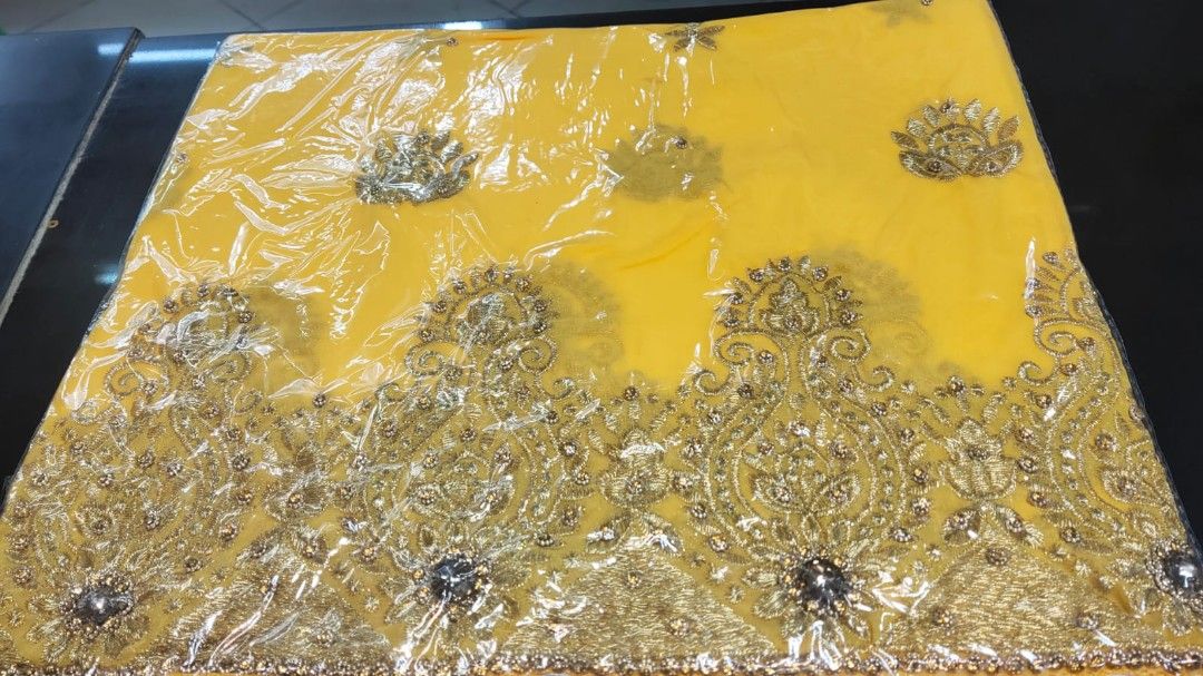 Selendang India Bordir Batu Gold Warna Kuning Adat Makassar Mataram ...