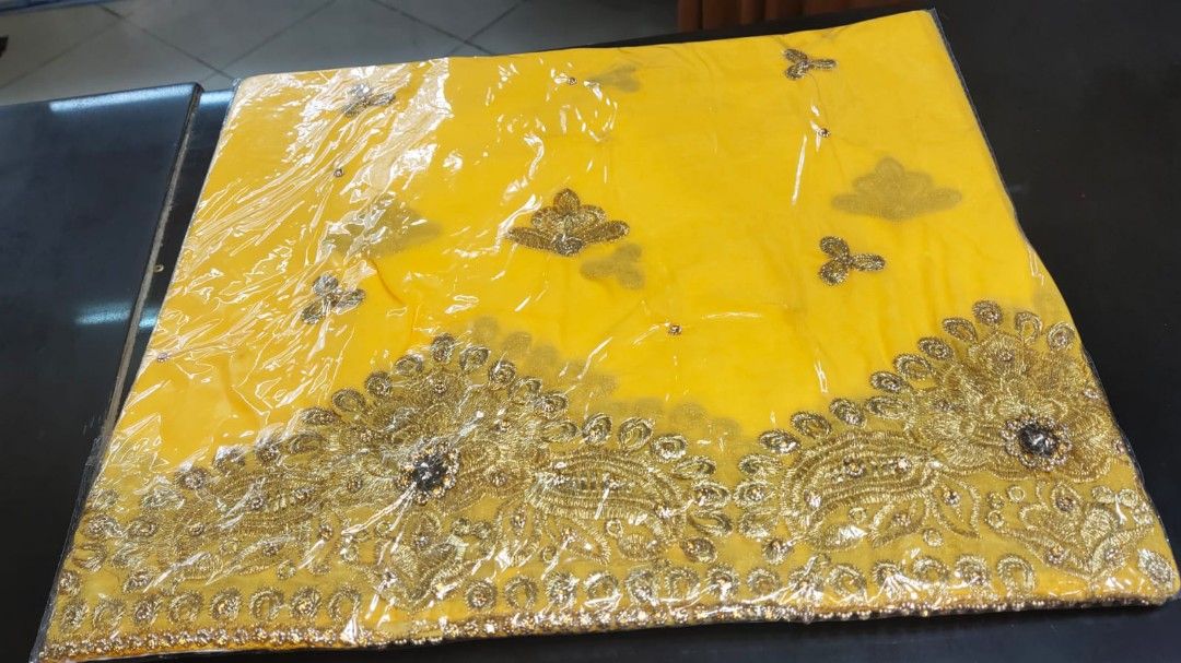 Selendang India Bordir Batu Gold Warna Kuning Adat Makassar Mataram ...