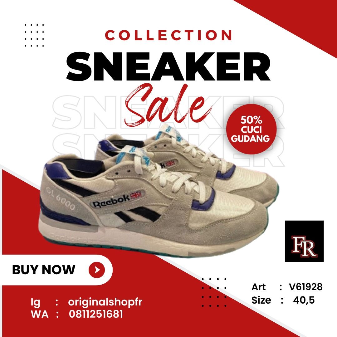 Sepatu Reebok Original The Pump Classic V61928 Grey Size 40,5, Fesyen ...