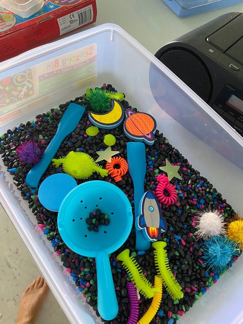 Space themed sensory bin for toddlers, Hobbies & Toys, Toys & Games on ...