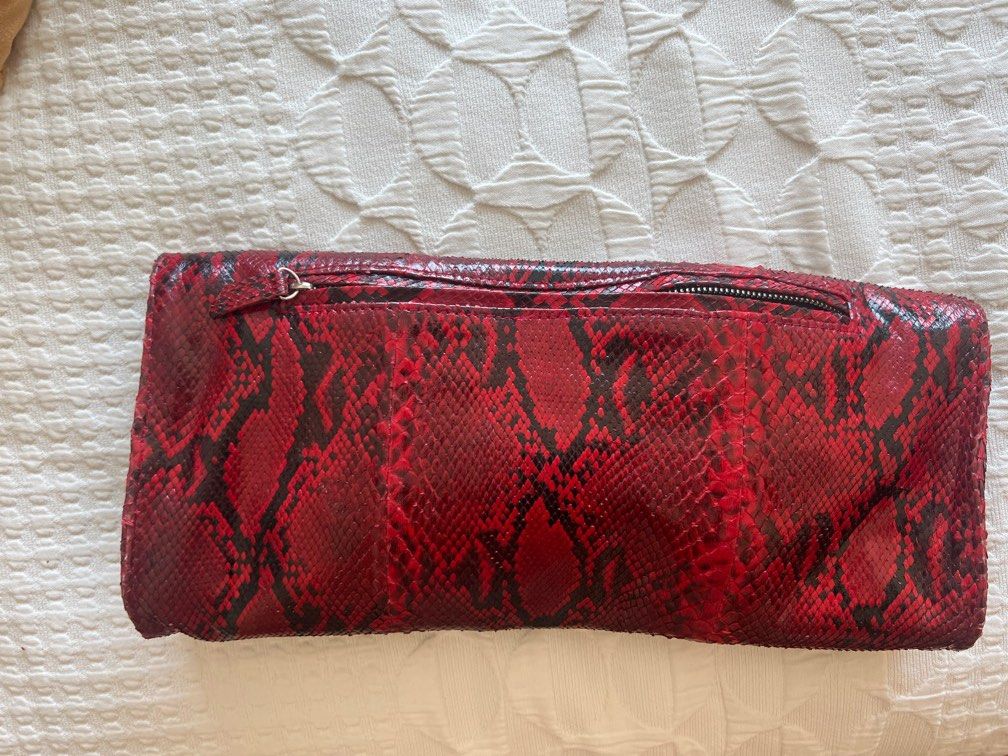 Syang crocodile red snake skin clutch, Women's Fashion, Bags & Wallets ...