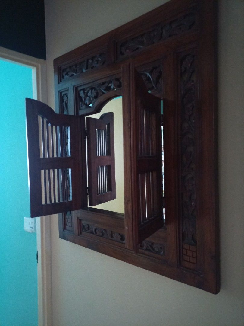 Teak Wood Mirror, Furniture & Home Living, Home Decor, Mirrors on Carousell