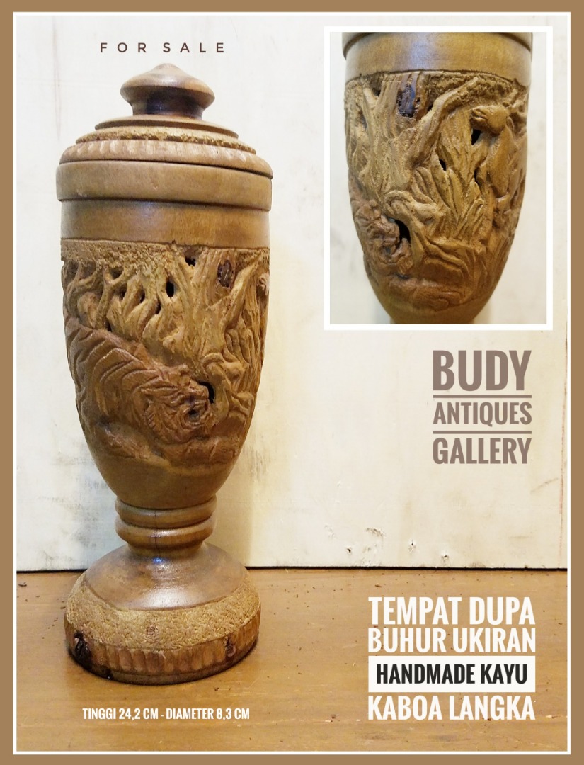 Tempat Dupa Buhur Ukiran Handmade Harimau Kijang Kayu Kaboa, Perabotan ...