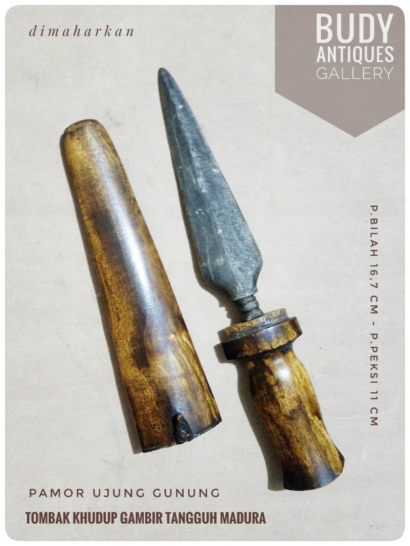 Tombak Khudup Gambir Tangguh Madura Pamor Ujung Gunung, Antik, Lainnya ...