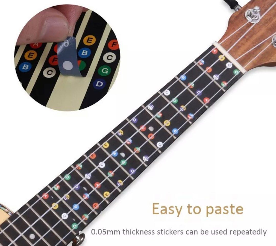 Ukulele fretboard sticker chords finger guide, Hobbies & Toys, Music ...