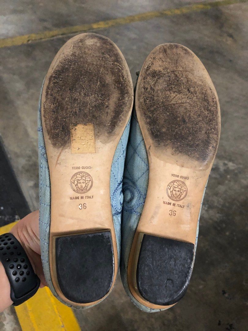 Versace Light Blue Denim Low Heel Size 36, Women's Fashion, Footwear ...