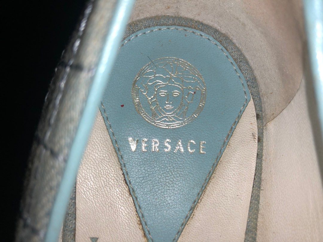 Versace Light Blue Denim Low Heel Size 36, Women's Fashion, Footwear ...