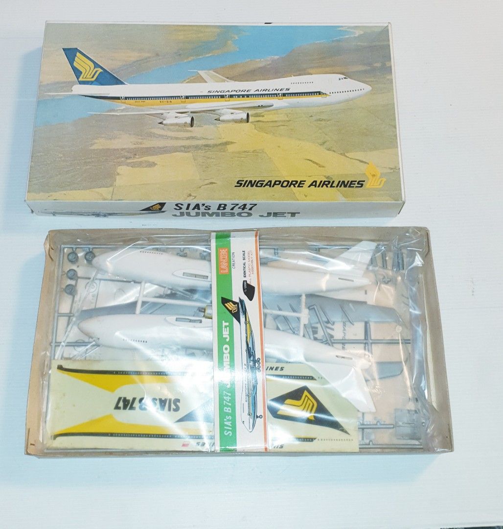 VINTAGE LANDEX SIA B 747 JUMBO JET BOEING 727 SIA AIRLINES MODEL KITT ...