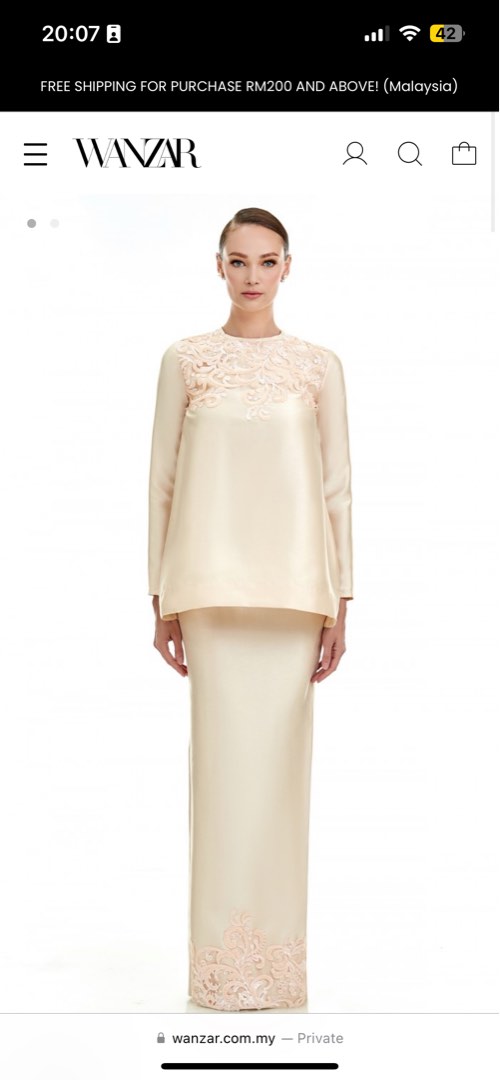 Wanzar - Baju Kurung Nikah in Champagne, Women's Fashion, Muslimah ...