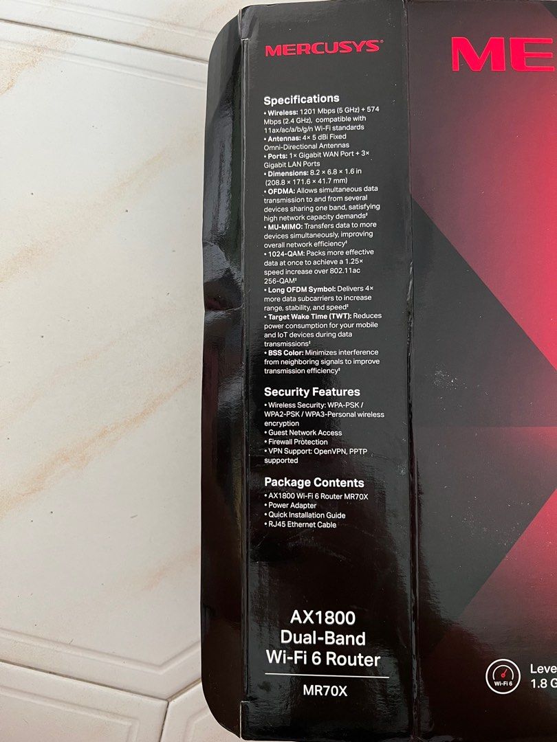 WiFi 6 Dual Band Router Mercusys MR70X AX1800, Computers & Tech, Parts ...