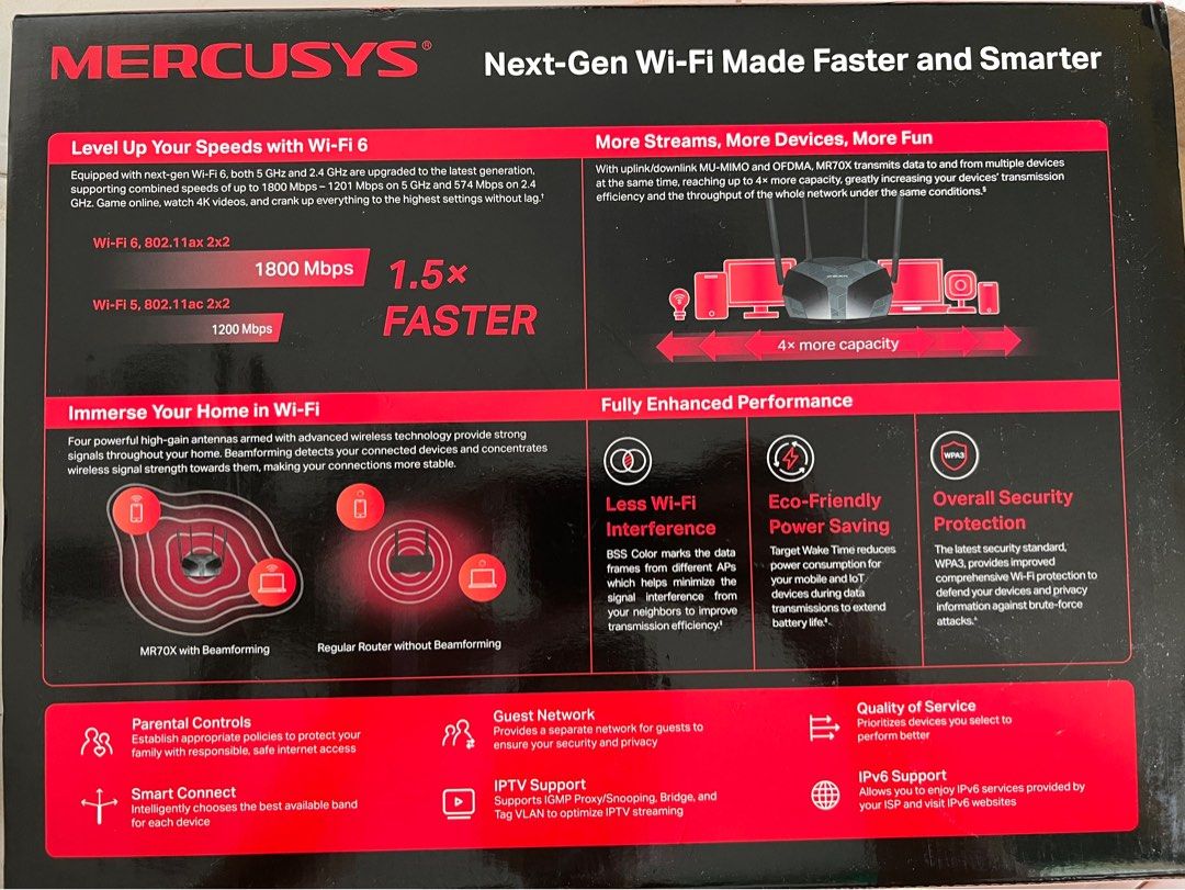 WiFi 6 Dual Band Router Mercusys MR70X AX1800, Computers & Tech, Parts ...