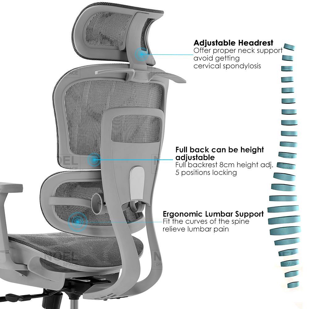 ZERgo-H | Ergonomic Office Chair | Adjustable Head-rest, Back-Rest, Arm ...