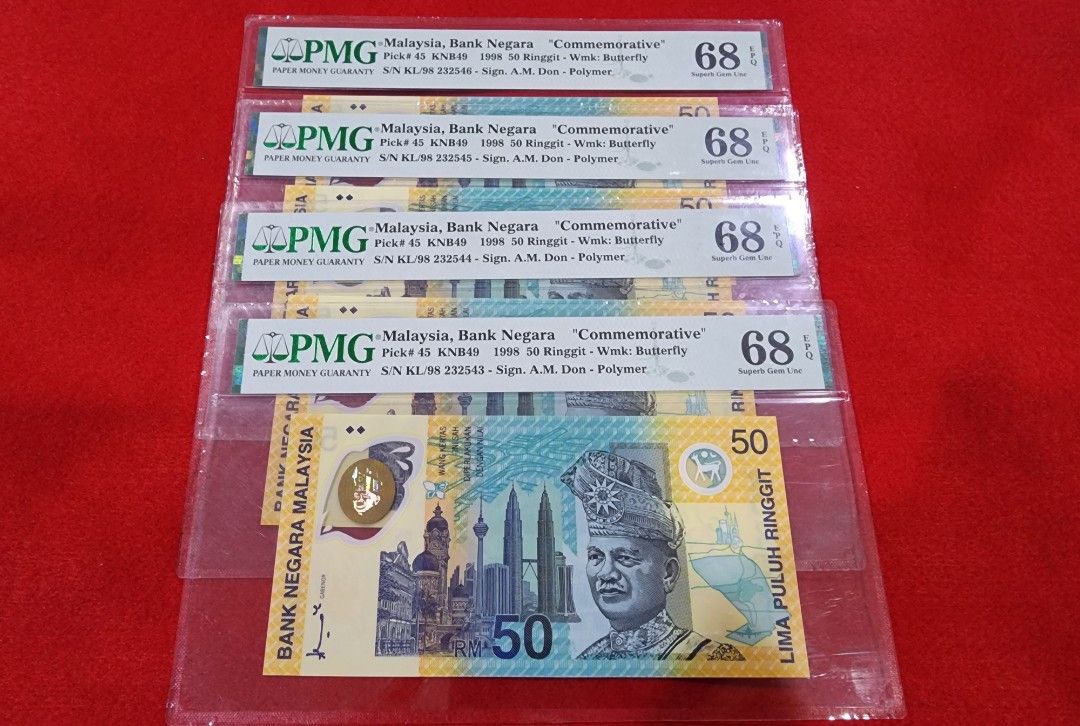 4 Running PMG 68 Sukom Malaysia Banknote, Hobbies & Toys, Memorabilia ...