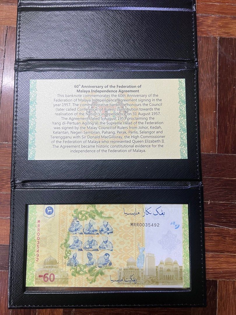 60th Anniversary Ringgit 60 notes, Hobbies & Toys, Memorabilia ...