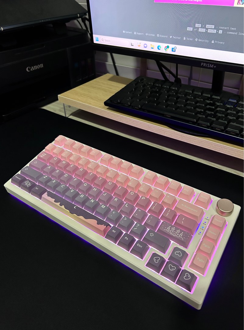 75% custom mechanical keyboard (Pinkish purple castle keycaps), Computers & Tech, Parts ...