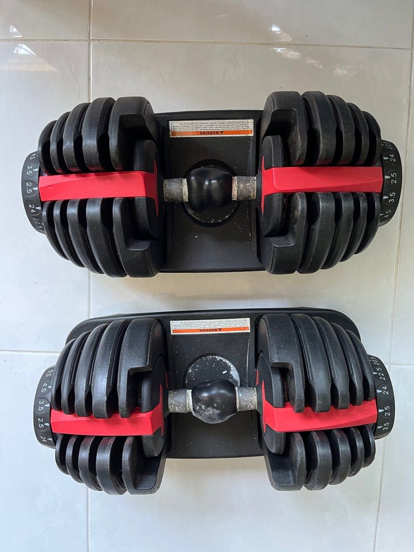Adjustable Dumbbell Set 24kg x 2 with stand, Sports Equipment, Exercise ...