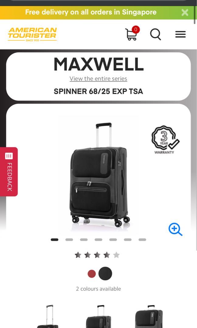 American tourister Maxwell 68/25 exp tsa, Hobbies & Toys, Travel ...