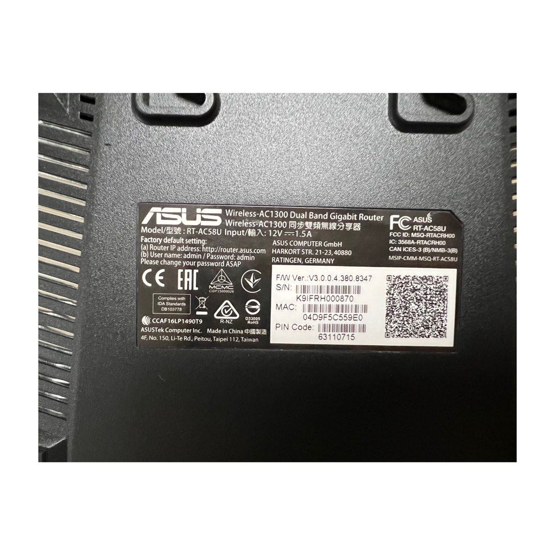ASUS AC1300 Router RT-AC58U, 電腦＆科技, 電腦周邊及配件, Wifi及上網相關產品 - Carousell