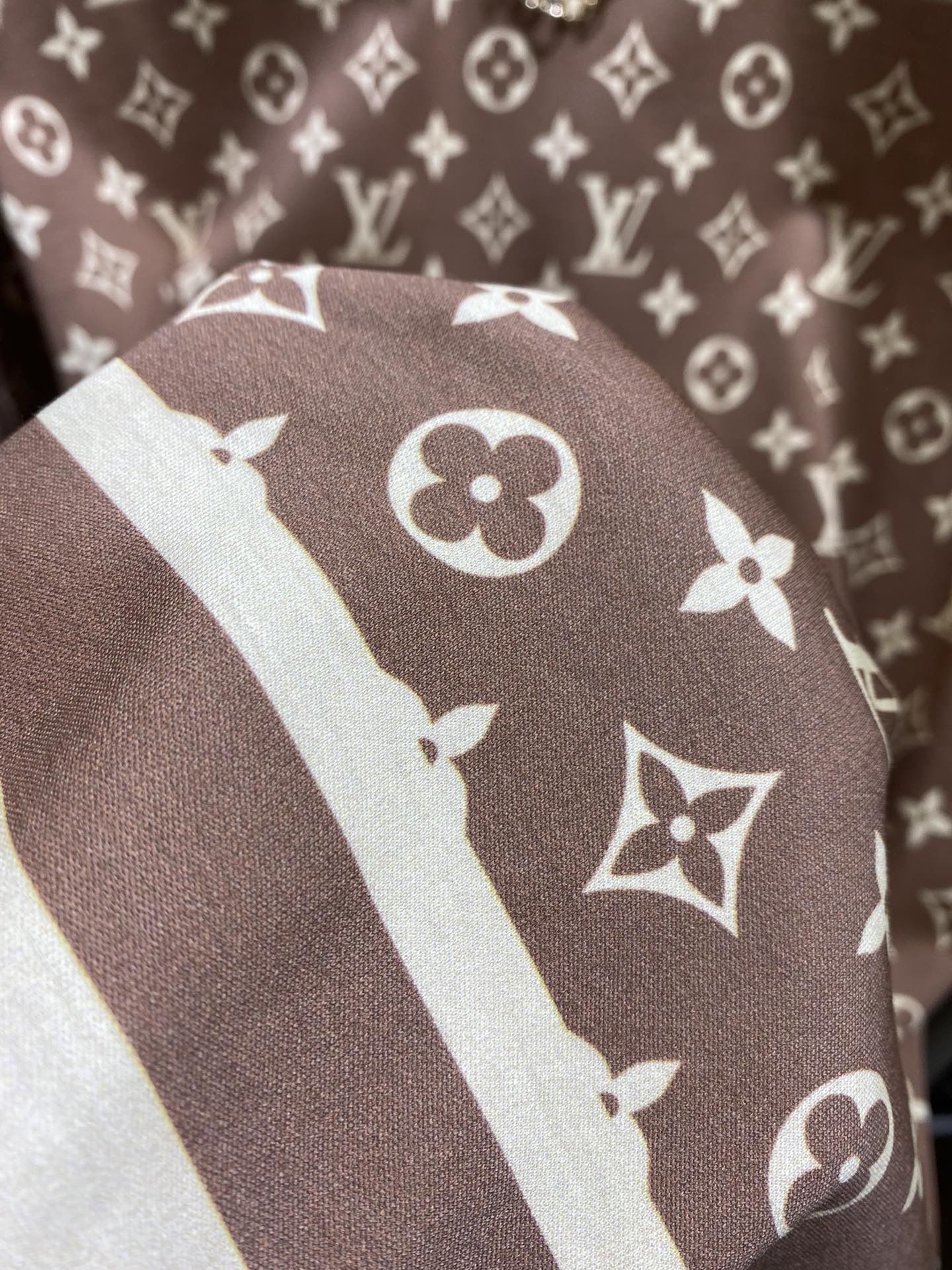 Authentic lv milk tea color old flower chain T, Women's Fashion, Tops ...