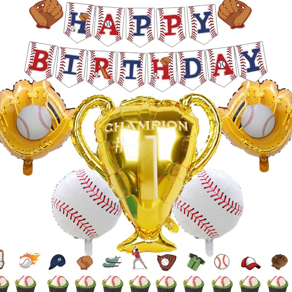 Baseball Birthday Decorations Baseball Happy Birthday Banner Cake ...