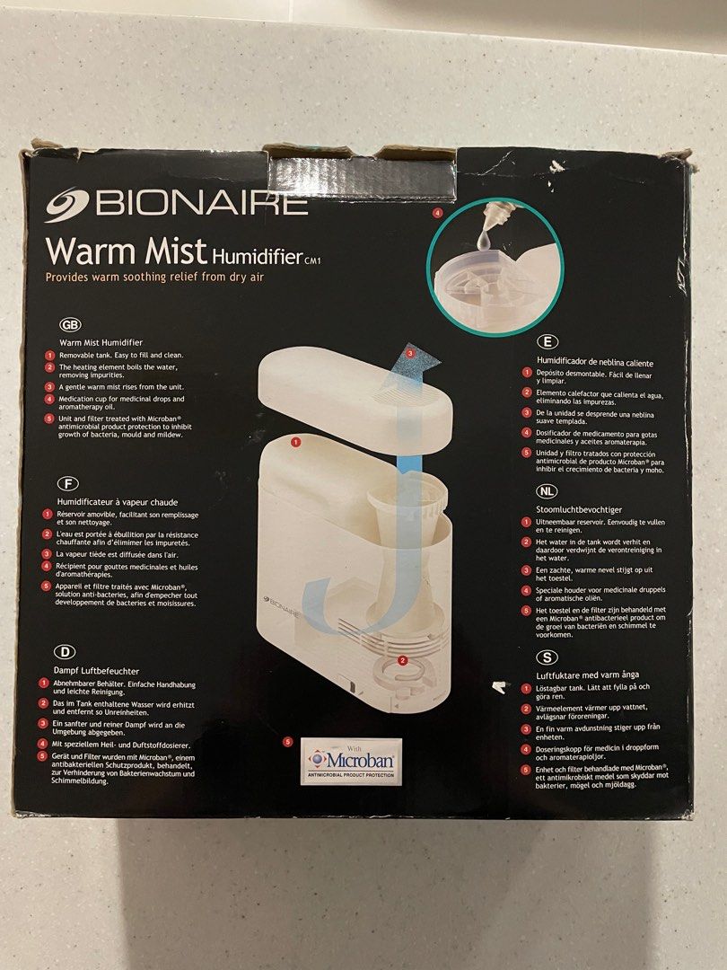 Bionaire Warm Mist Humidifier with Microban, TV & Home Appliances, Air ...