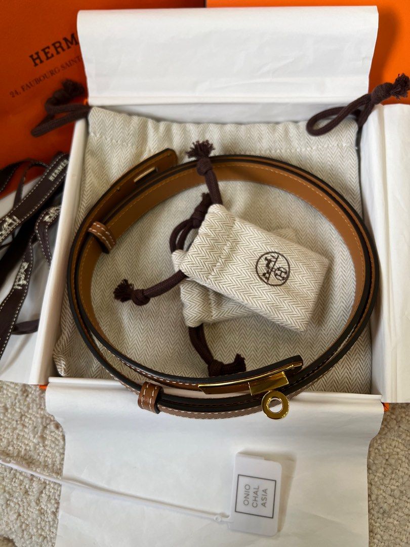 BNIB HERMÈS Kelly 18 Belt in Gold Epsom GHW Authentic Hermes on Carousell
