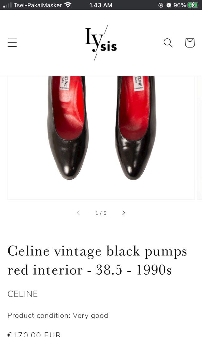 Celine Black Pumps Red Interior Vintage, Fesyen Wanita, Sepatu di Carousell