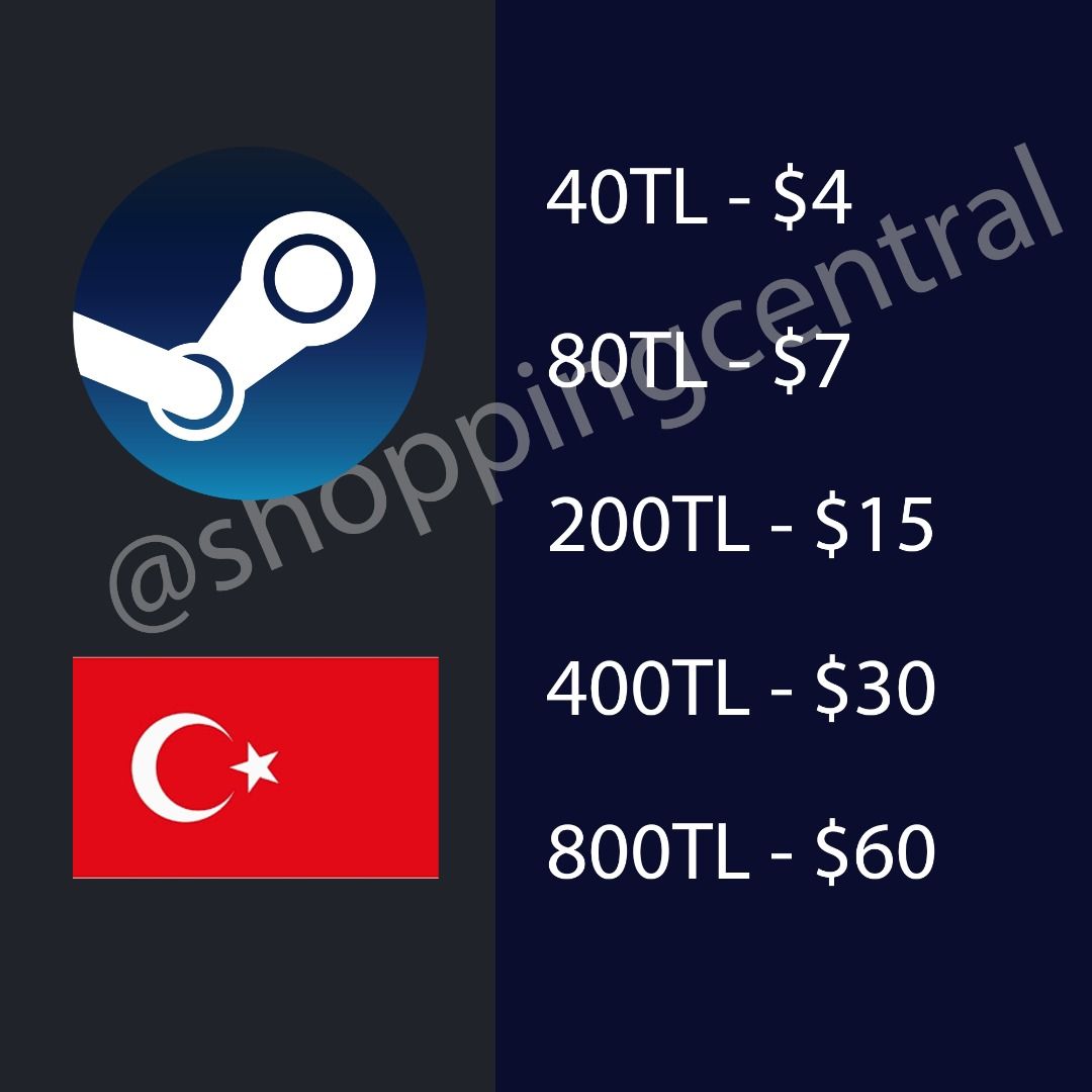Cheapest Turkey Steam Card, Video Gaming, Video Games, Others on Carousell