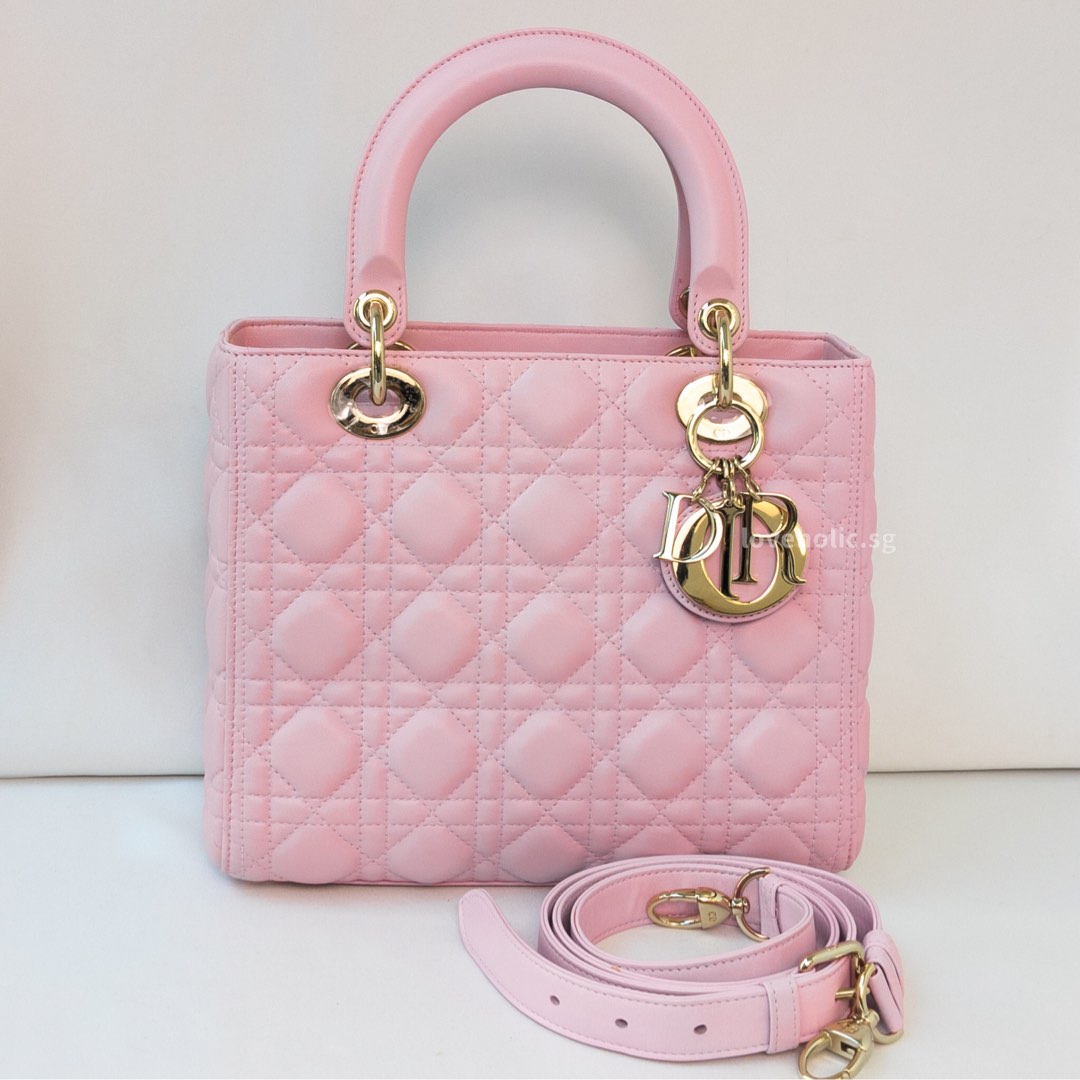 Dior Lady Dior Medium | Light Pink Lambskin Gold Hardware sku 1907 ...
