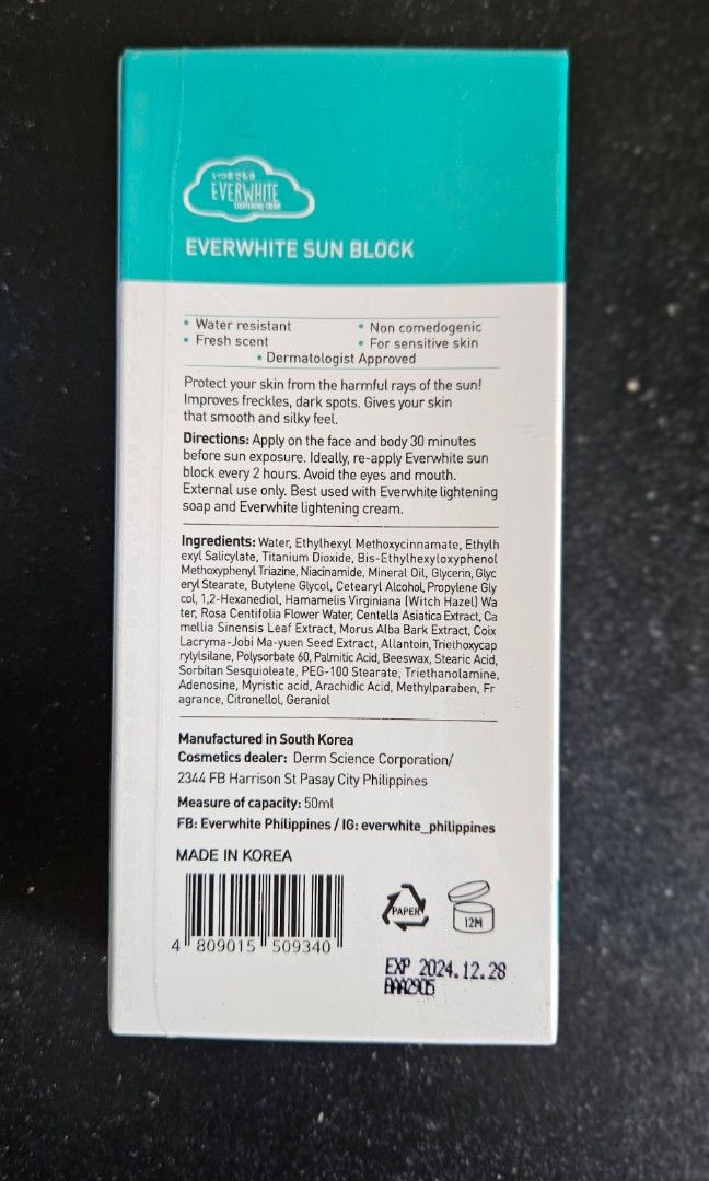 Everwhite UV Protection Sunblock SPF 50 WITH 1 FREE BIC PENS 8IN1 PACK ...