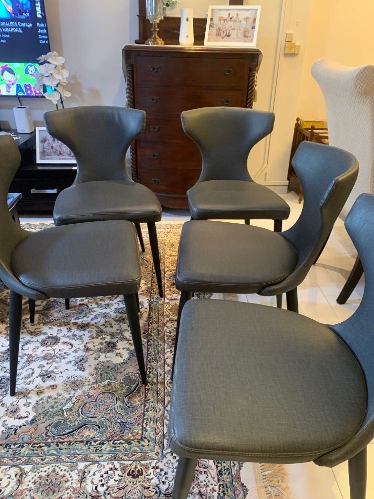 Extendable Sintered Stone Dining Table Set with 5 leather chairs ...