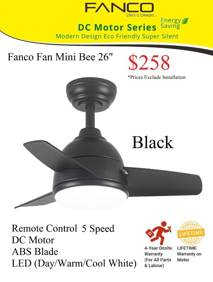 Fanco Fan Mini Bee 26"/Fanco Fan/Small Size Ceiling Fan/Smallest ...