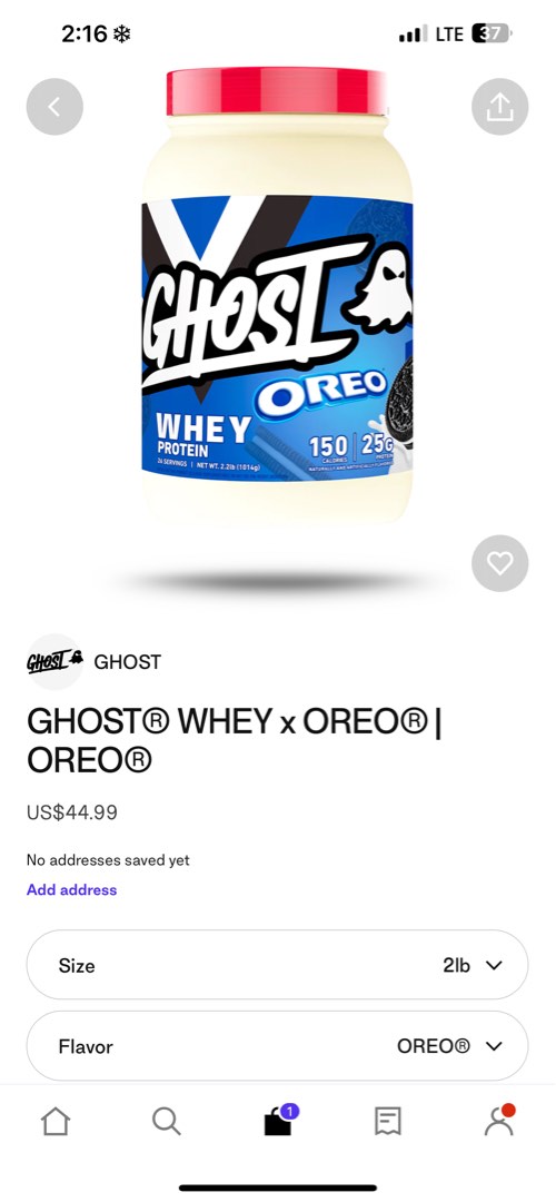GHOST PROTEIN OREO 1KG, Health & Nutrition, Health Supplements, Sports ...