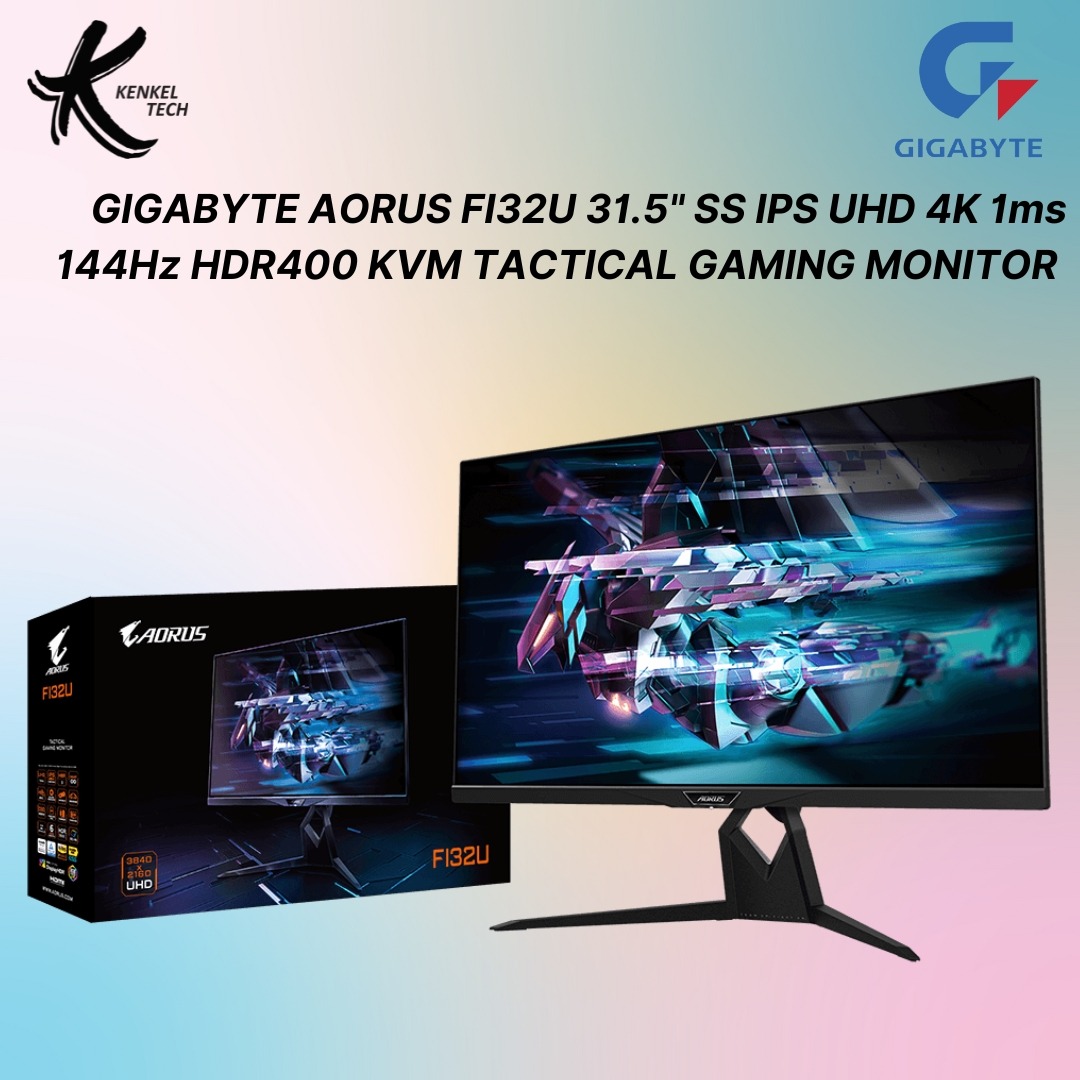 GIGABYTE AORUS FI32U 31.5" SS IPS UHD 4K 1ms 144Hz HDR400 KVM TACTICAL ...