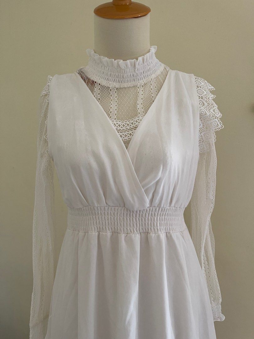 Hen jie long dress putih maternity prewedding like new, Fesyen Wanita, Pakaian Wanita, Gaun ...