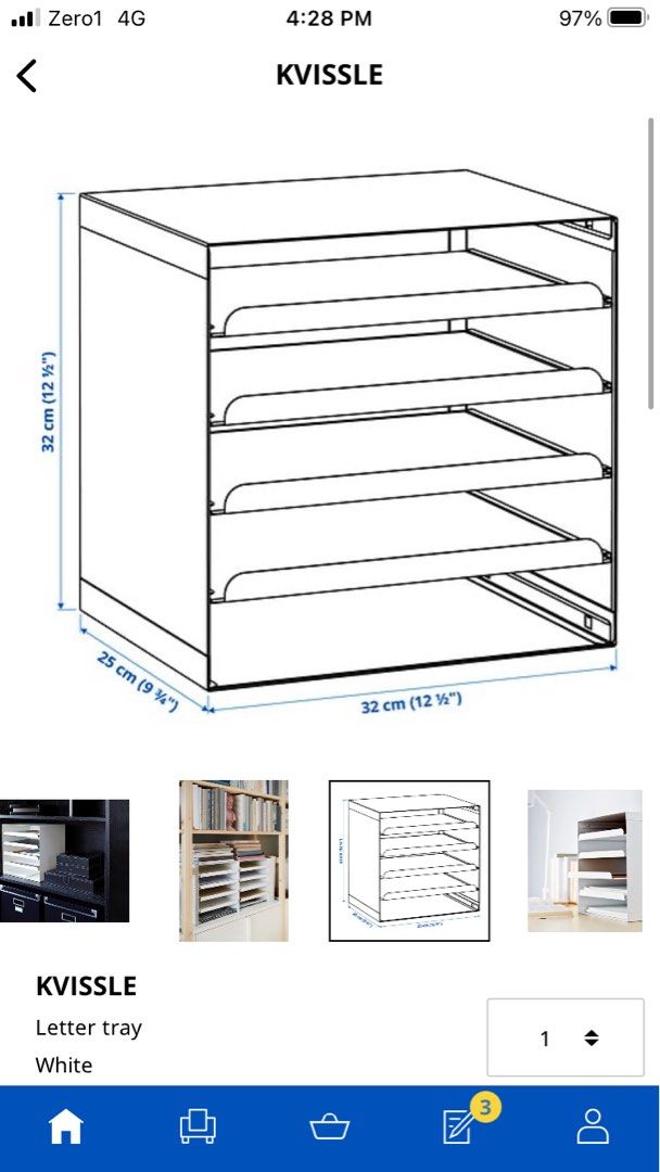 IKEA KVISSLE document tray, Furniture & Home Living, Furniture, Shelves ...