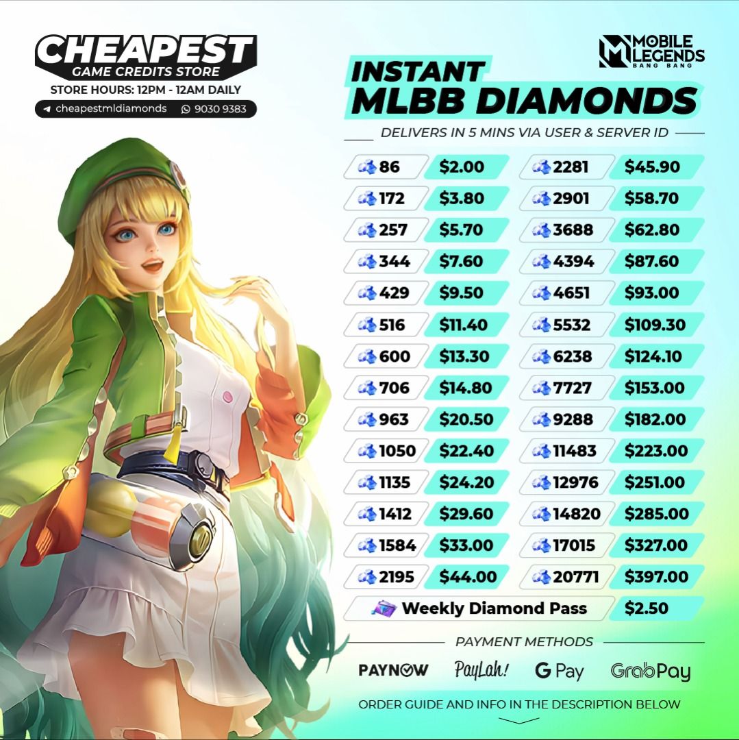 [INSTANT] Cheapest Mobile Legends Diamonds Top up | MLBB FAST RELOAD ...