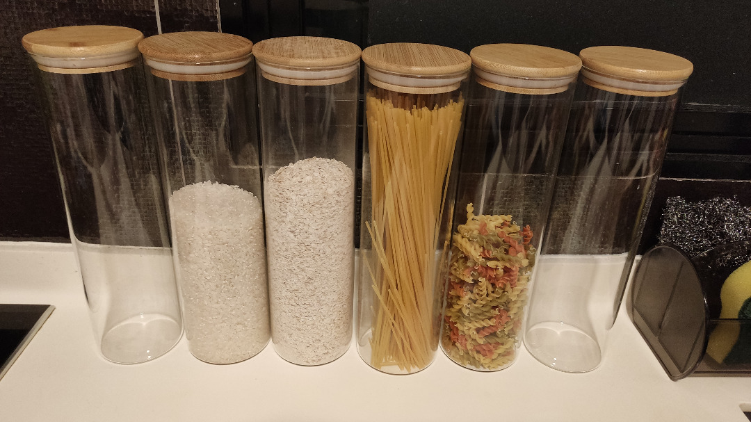 Kitchen Glass Containers Set with Lids 1400ml, Furniture & Home Living ...