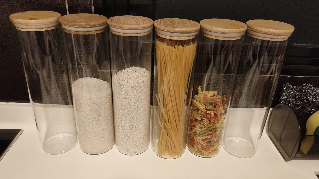 Kitchen Glass Containers Set with Lids 1400ml, Furniture & Home Living ...