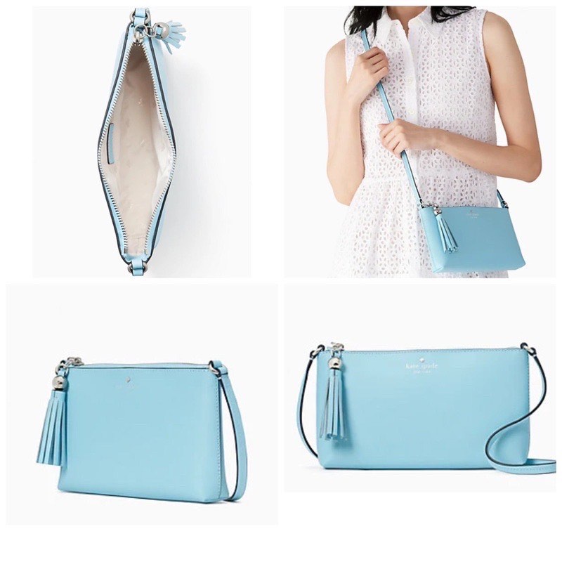 全新KS正品 Kate Spade Ivy簡約光滑牛皮流蘇斜背包, 名牌精品, 精品包與皮夾在旋轉拍賣