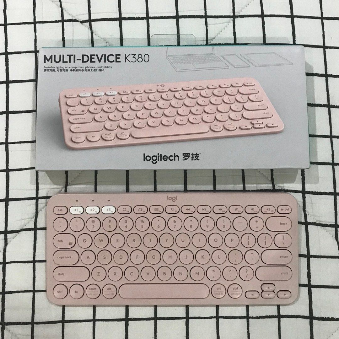Logitech K380 Multi-Device Bluetooth Pebble Keyboard in Pink, Computers ...