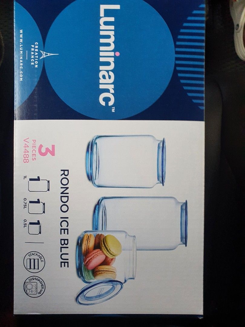 LUMINARC GLASS WARE CONTAINER. BRAND NEW, Furniture & Home Living ...