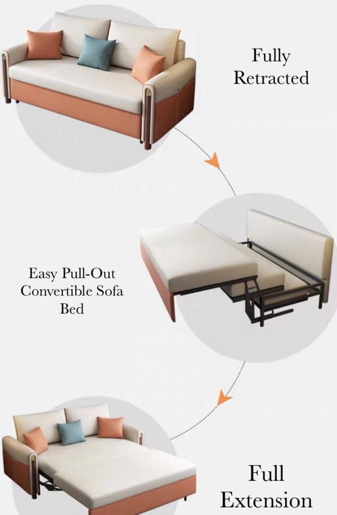 Single Size LYRA Sofa Bed Easy Transformable Pull-Out Auto-Hydraulic ...