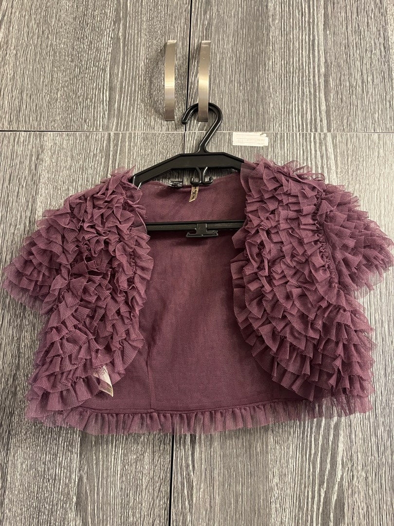 Mango Limited Edition Purple Ruffle Jacket on Carousell
