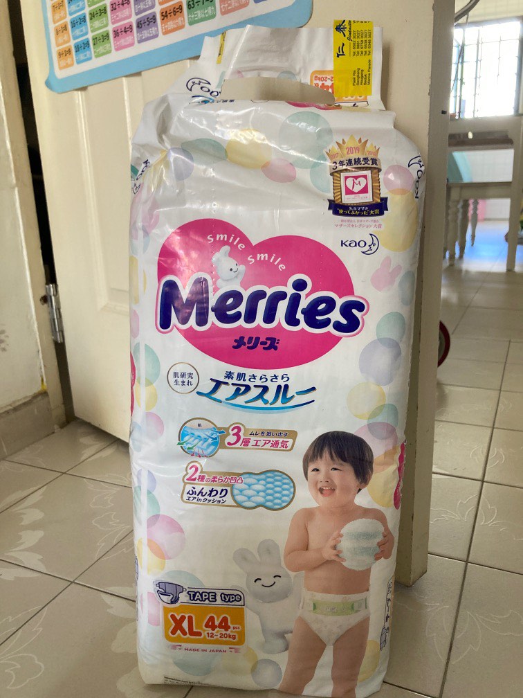 Merries XL taped diaper, Babies & Kids, Bathing & Changing, Diapers ...