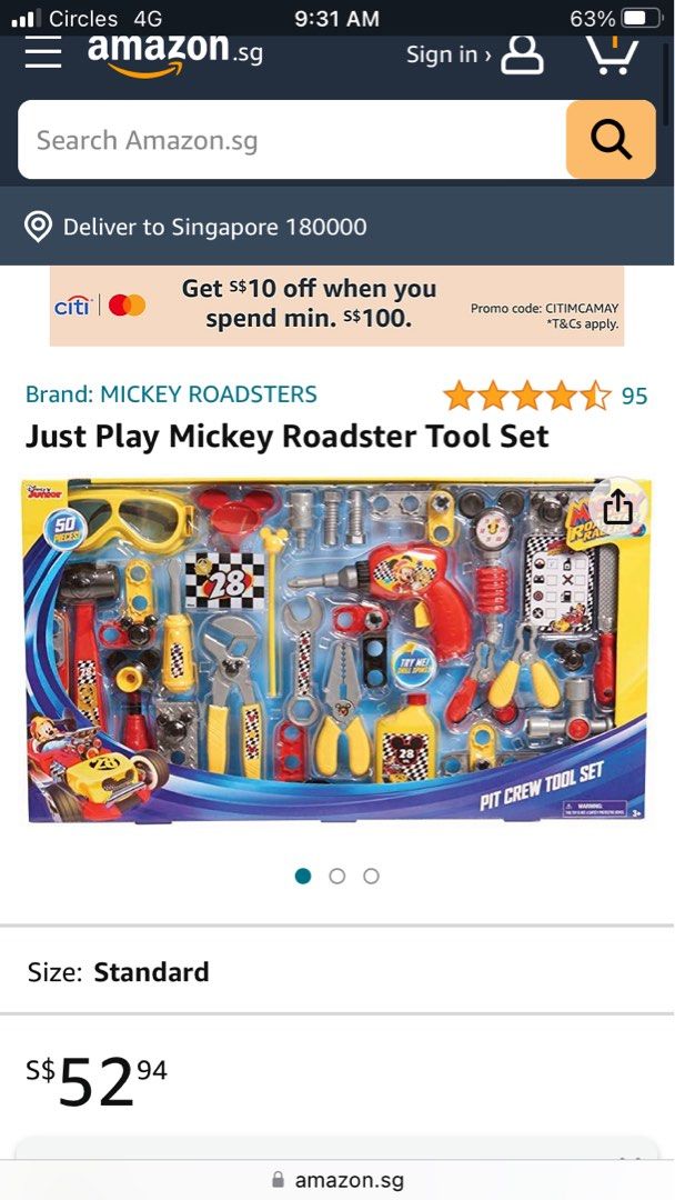 Pretend role play Mickey The Roadster Racers Tool Set Disney Junior Pit ...